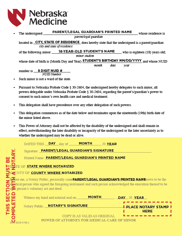 Power of Attorney form FAQ | University Health Center | Nebraska